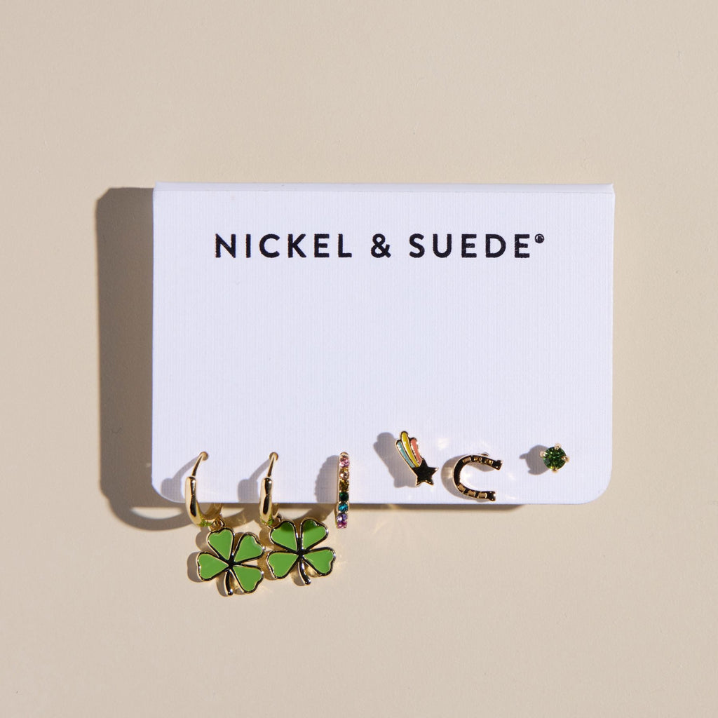 Lucky Stud Set - Nickel & Suede