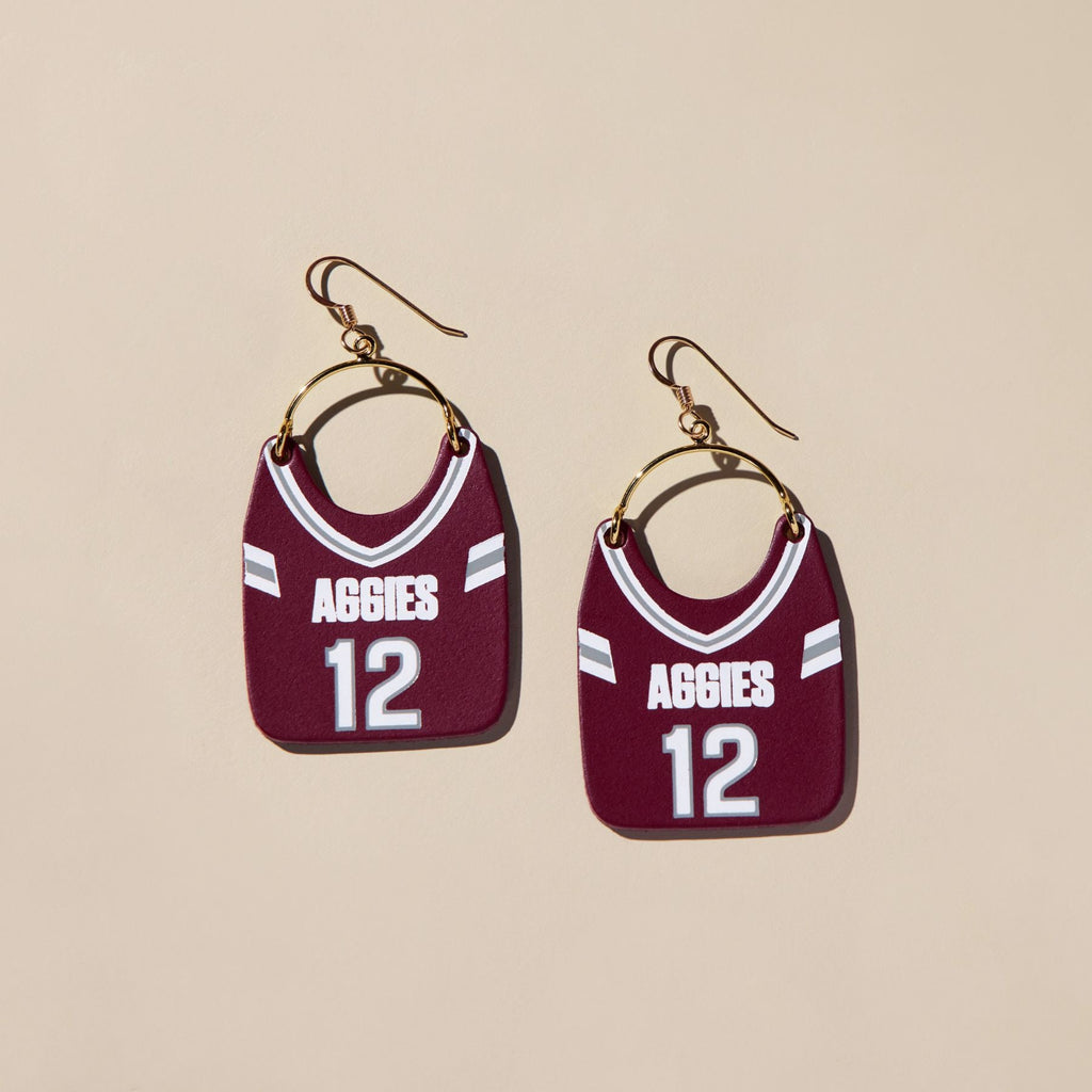 Aggie Maroon Texas A&M University Football Jersey Earrings Earrings ...