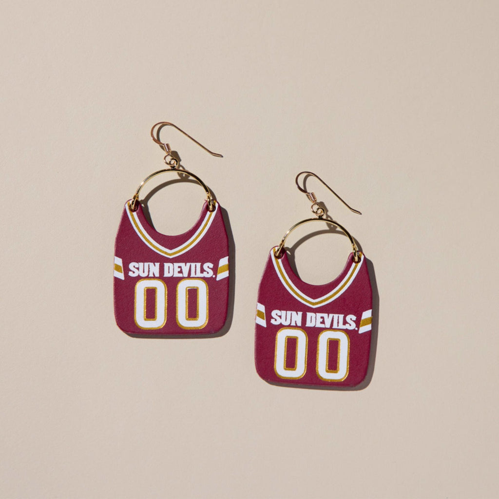 ASU Maroon Arizona State Sun Devils Football Jersey Earrings – Nickel ...