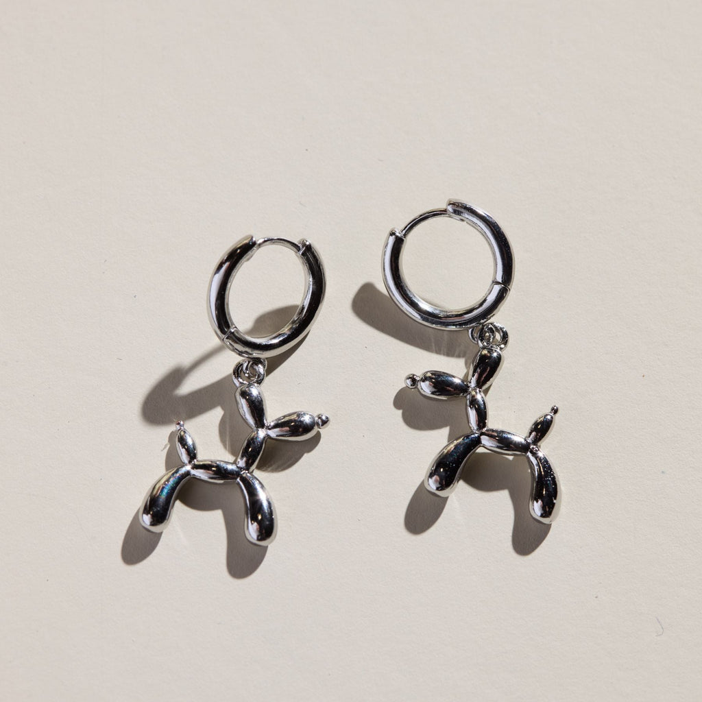 Silver Balloon Animal Huggies - Nickel & Suede