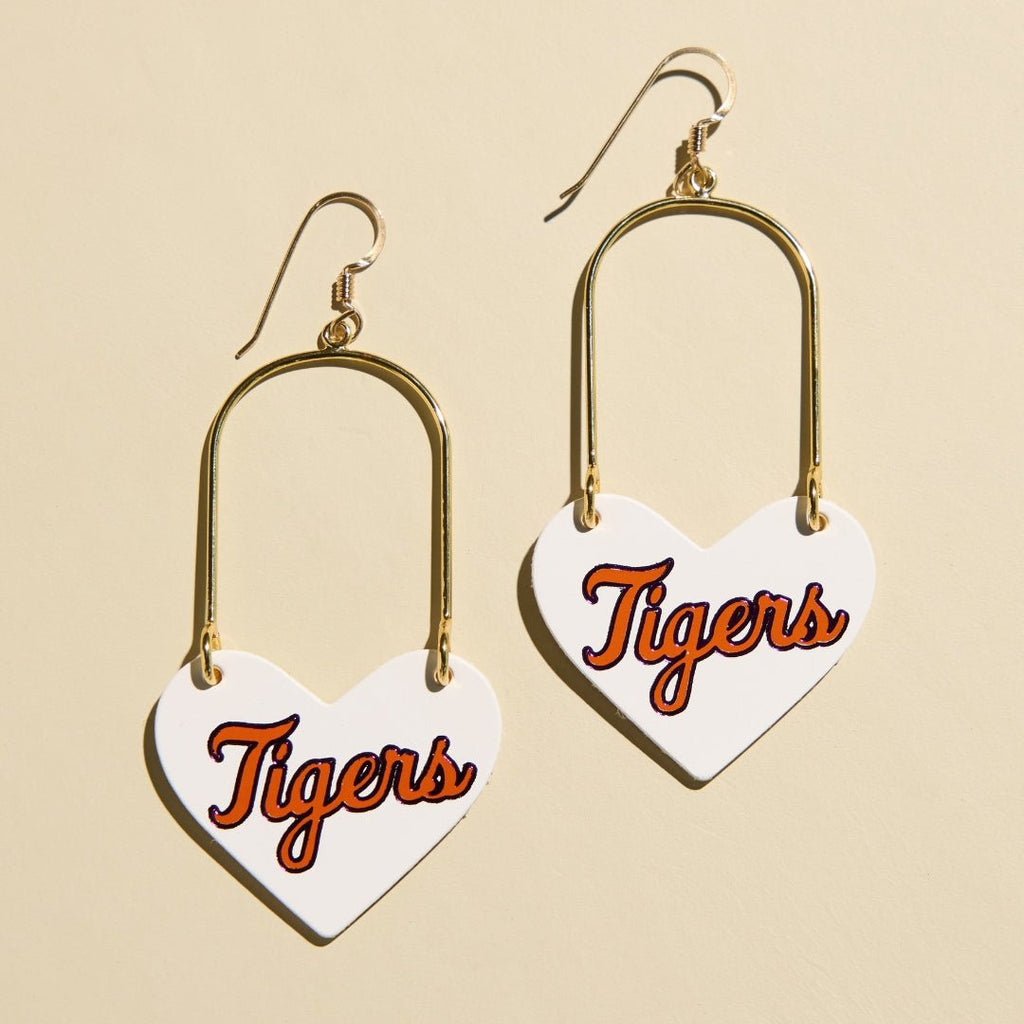 Clemson University Tigers Script Heartthrobs - Nickel & Suede