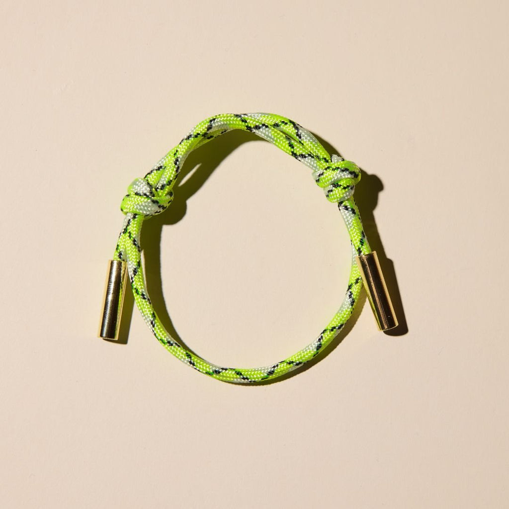 Electric Lime Cord Bracelet - Nickel & Suede