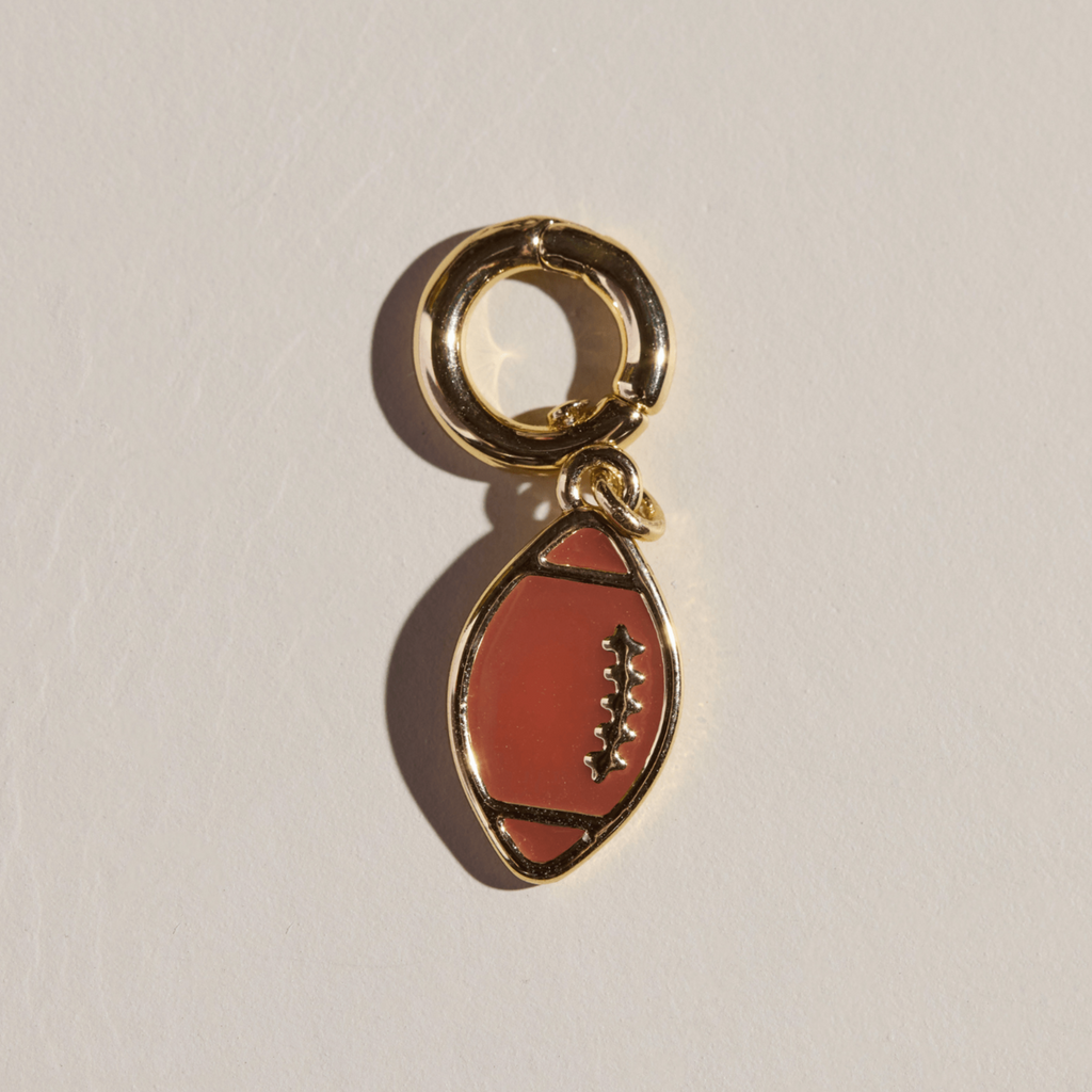 Football Charm - Nickel & Suede