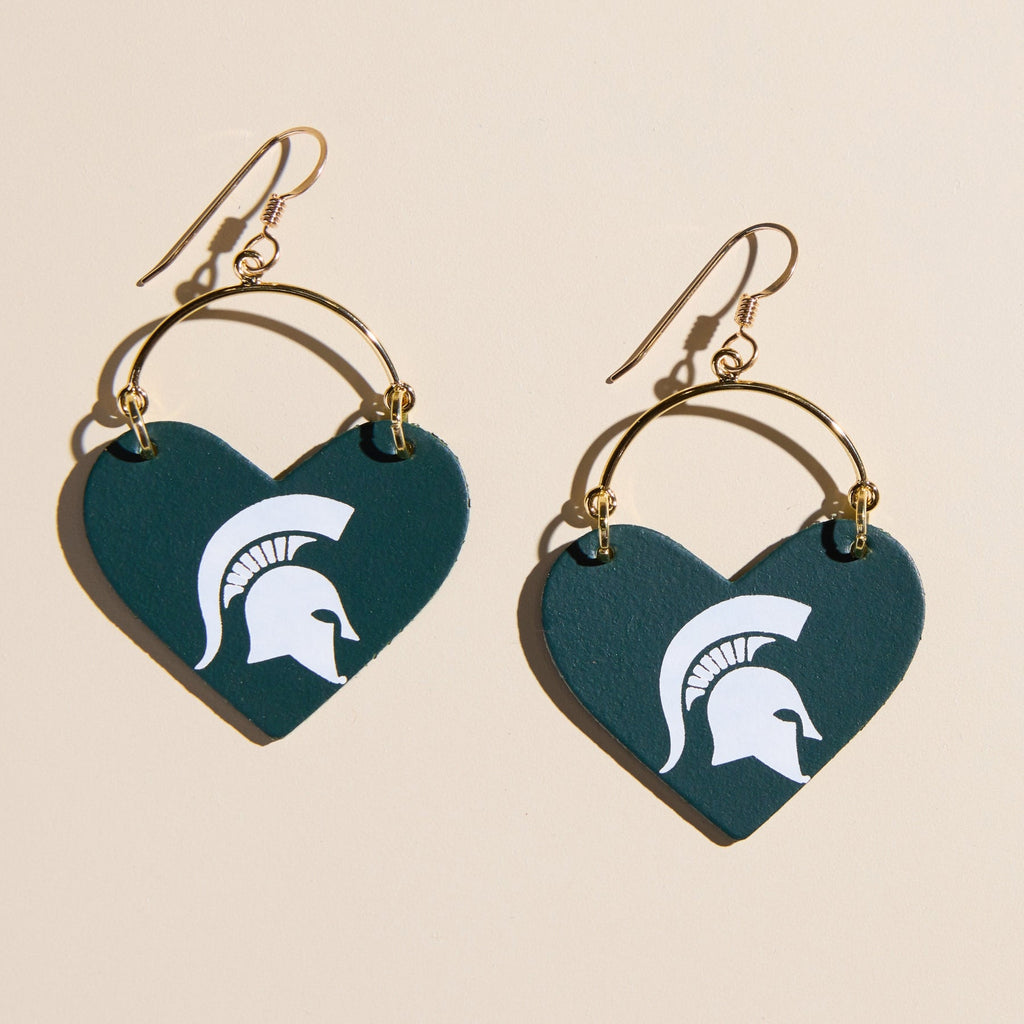 Michigan State University Green Spartan Lover - Nickel & Suede