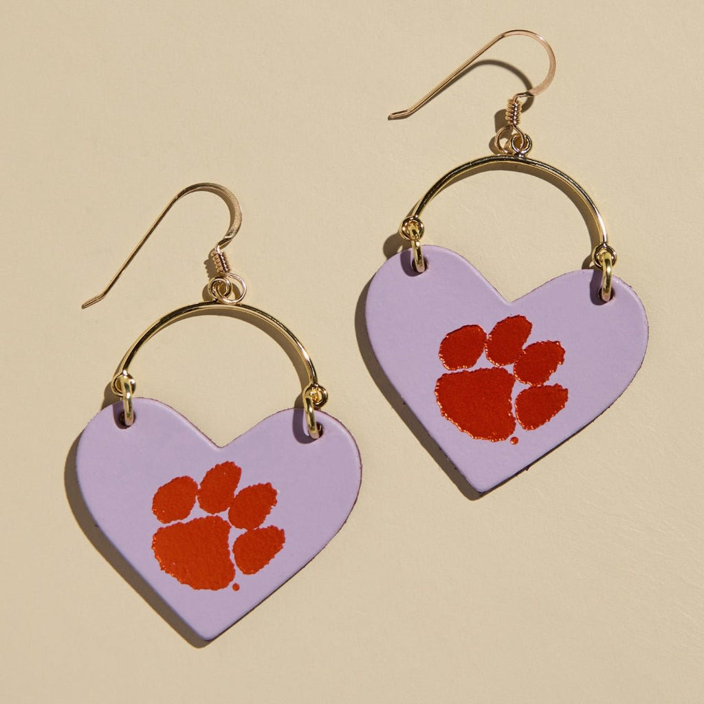 Lavender Clemson University Paw Print Lover - Nickel & Suede