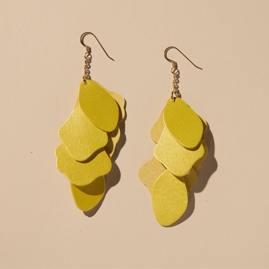 Lemon Drop Florence | Nickel & Suede | Lightweight Leather Earrings