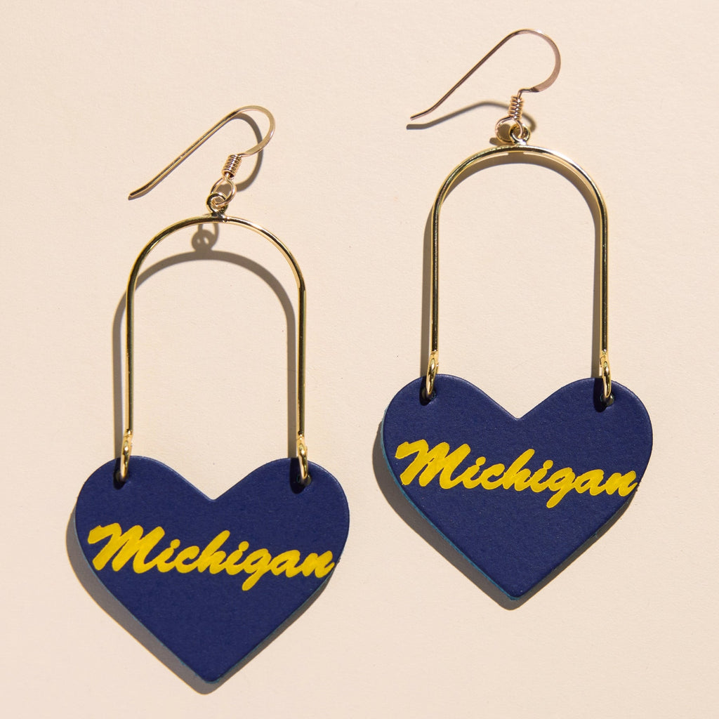 Michigan Blue University of Michigan Script Heartthrobs - Nickel & Suede