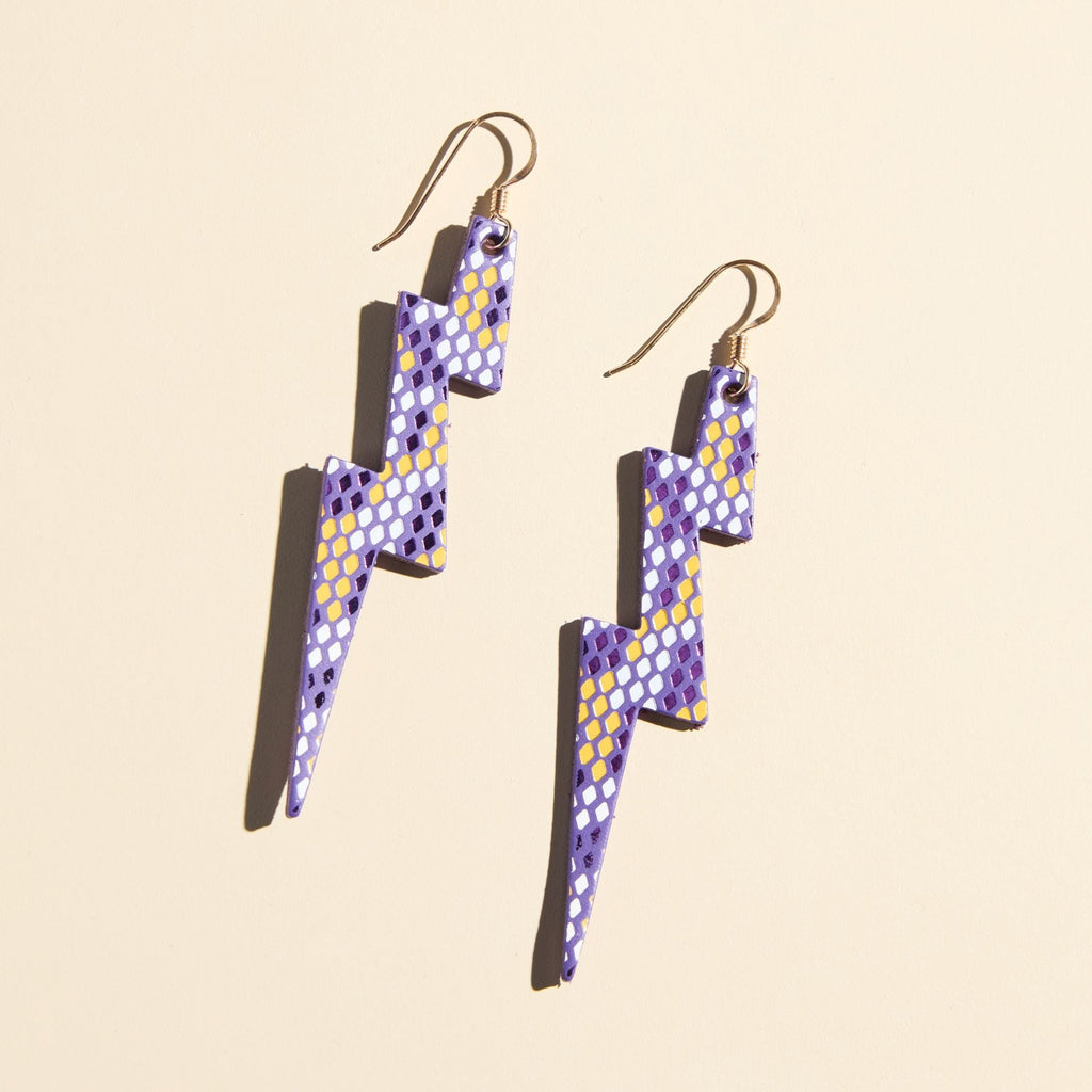 Minnesota Lightning Bolts | Nickel & Suede | Lightweight Leather Earrings