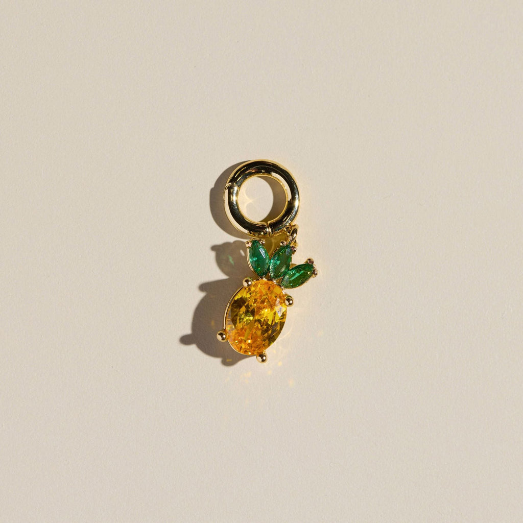 Pineapple Charm - Nickel & Suede