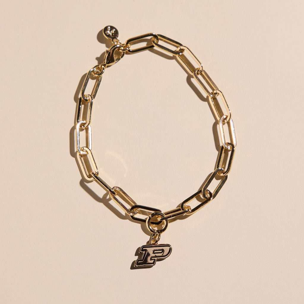 Purdue University Charm Bracelet - Nickel & Suede