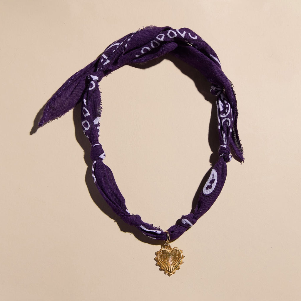 Purple Bandana Necklace - Nickel & Suede