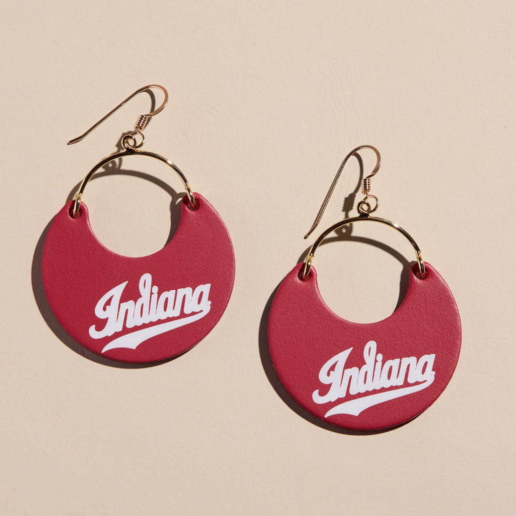 Red Indiana University Script Ninas - Nickel & Suede