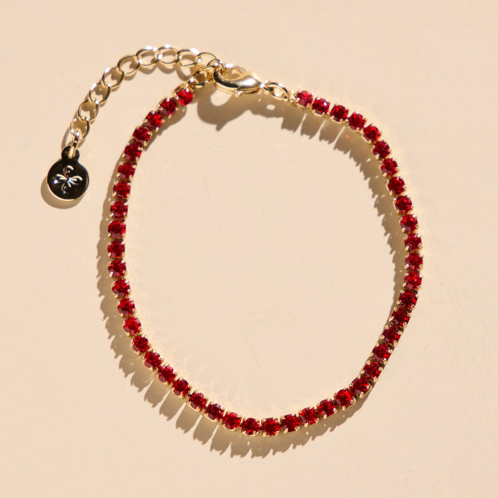 Red Tennis Bracelet | Nickel & Suede