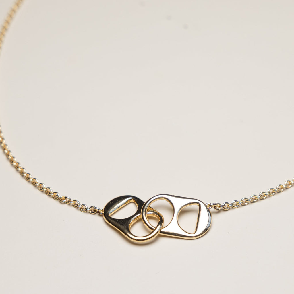 Soda Tab Necklace - Nickel & Suede
