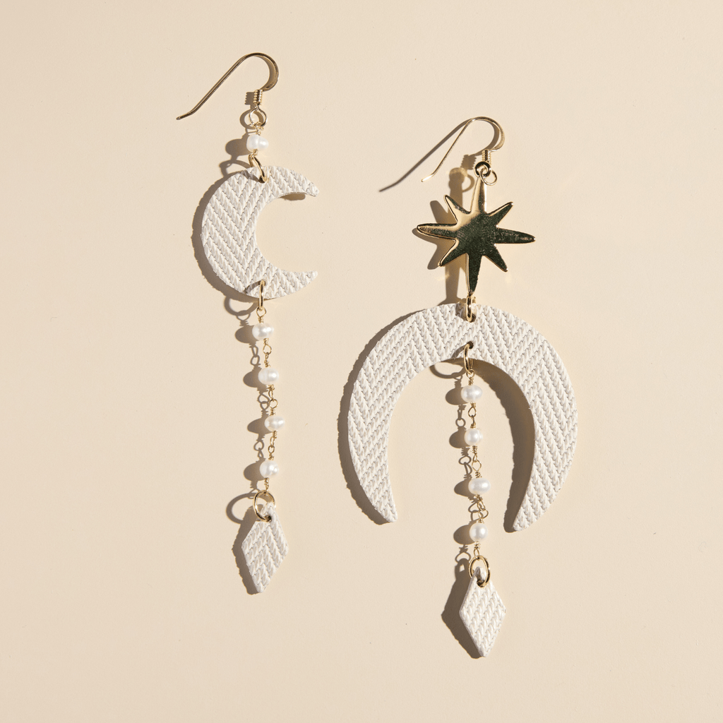 Soft Pearl Astra | Nickel & Suede | Lightweight Leather Earrings