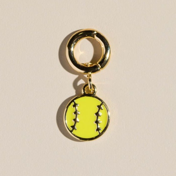 Softball Charm - Nickel & Suede
