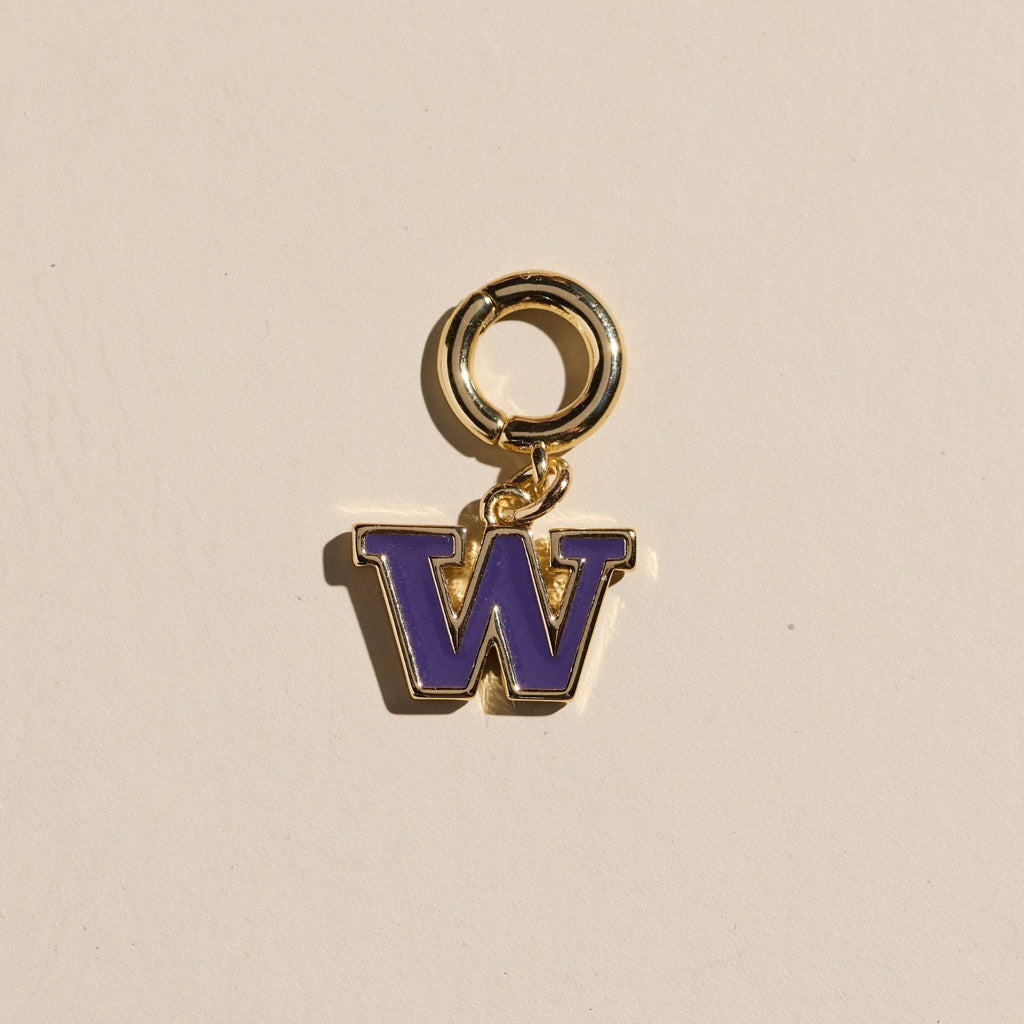 University of Washington Logo Charm - Nickel & Suede