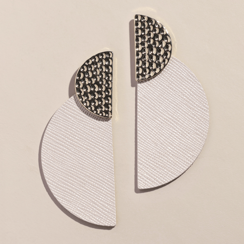 Vanilla Shimmer Demi | Nickel & Suede | Lightweight Leather Earrings