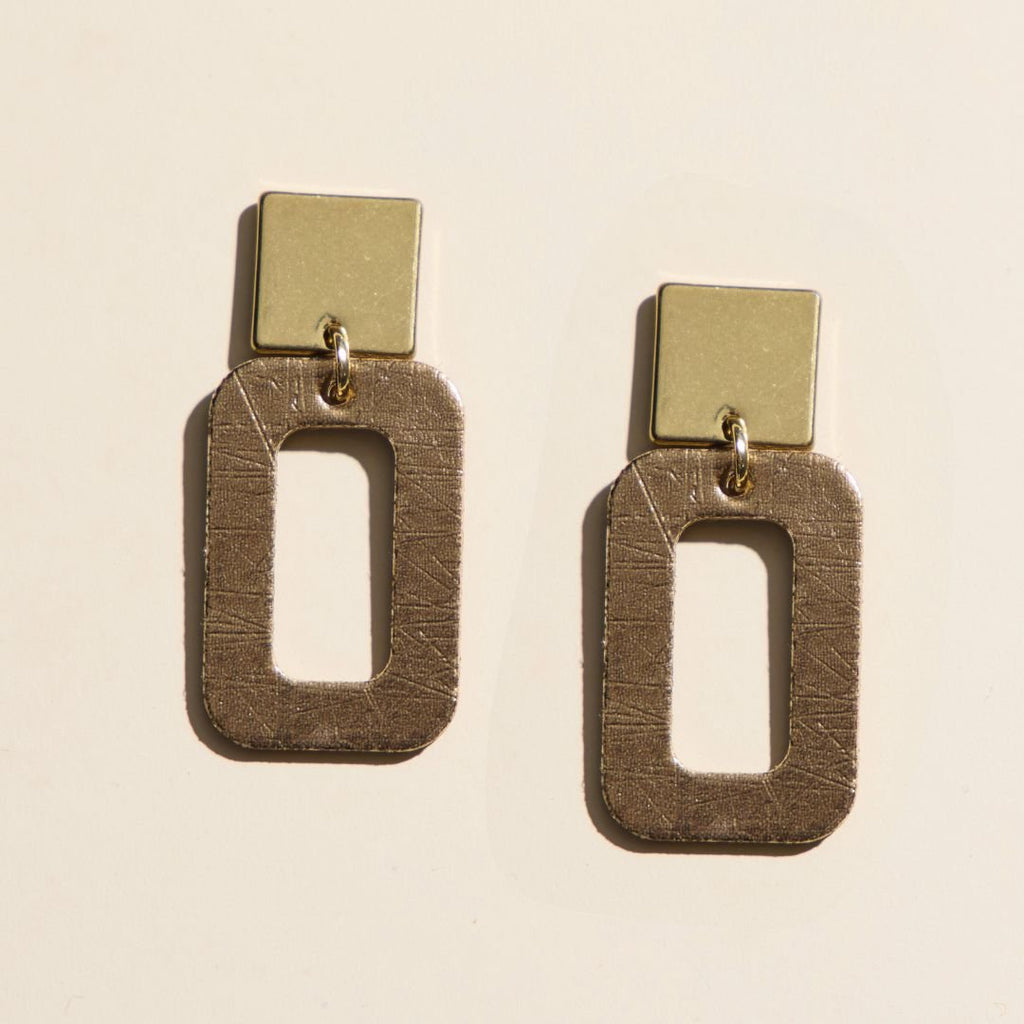 Vintage Bronze Logan | Nickel & Suede | Lightweight Leather Earrings