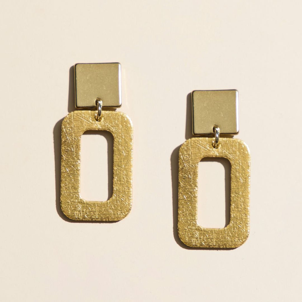 Vintage Gold Logan | Nickel & Suede | Lightweight Leather Earrings
