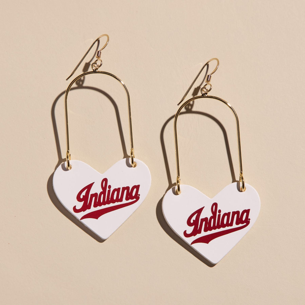 White Indiana University Script Heartthrobs - Nickel & Suede