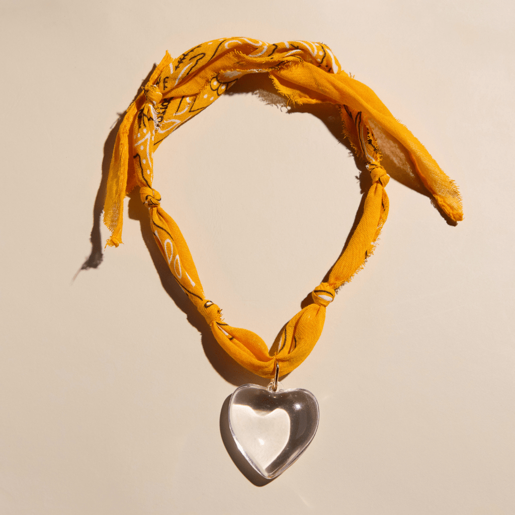 Yellow Bandana Necklace - Nickel & Suede