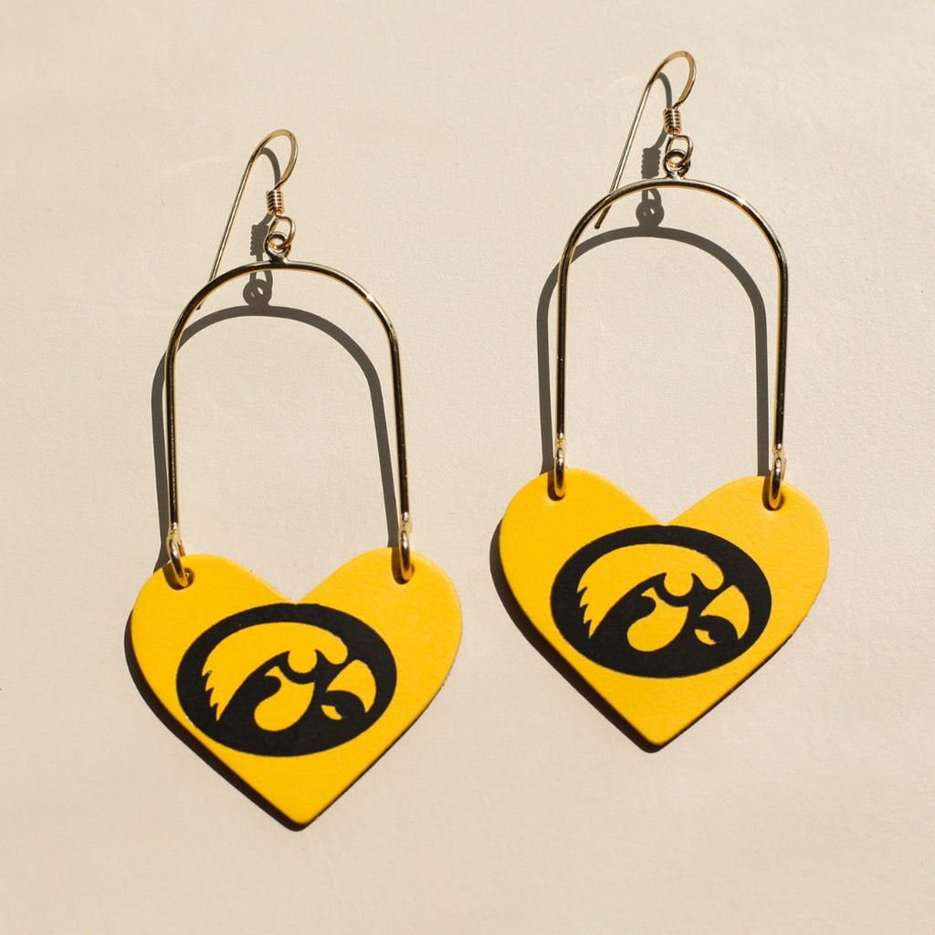 Yellow University of Iowa Hawkeye Heartthrobs - Nickel & Suede