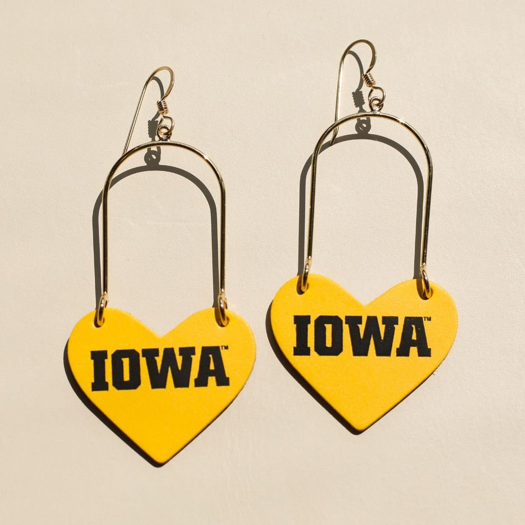 Yellow University of Iowa Heartthrobs - Nickel & Suede