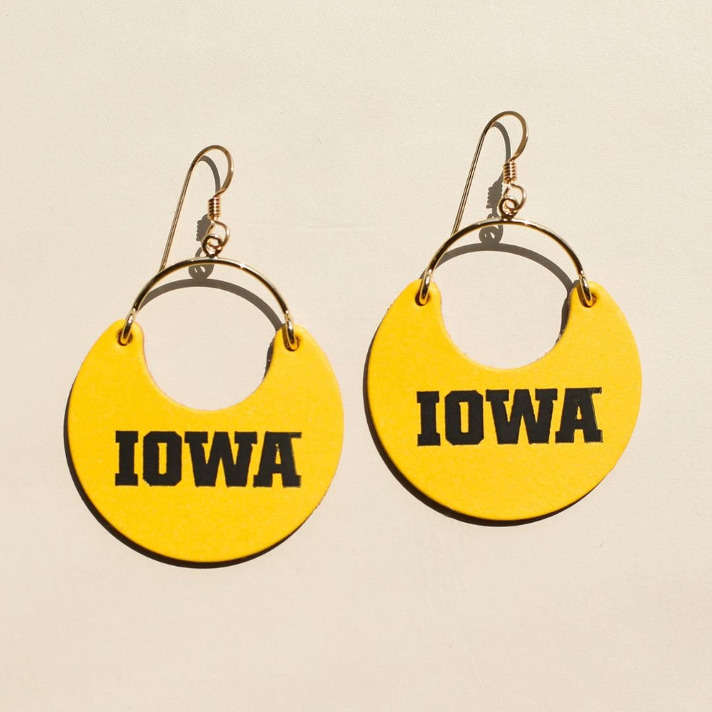 University of Iowa Yellow Ninas - Nickel & Suede