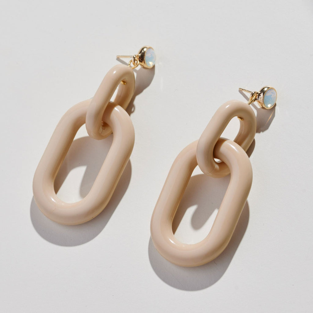 Natural Bianca Acrylic Statement Earrings - Nickel & Suede