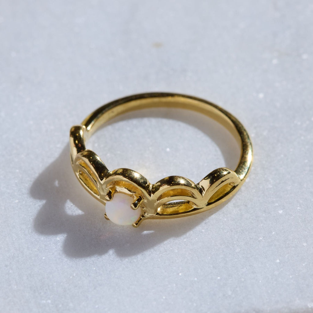 Opal Ring - Nickel & Suede